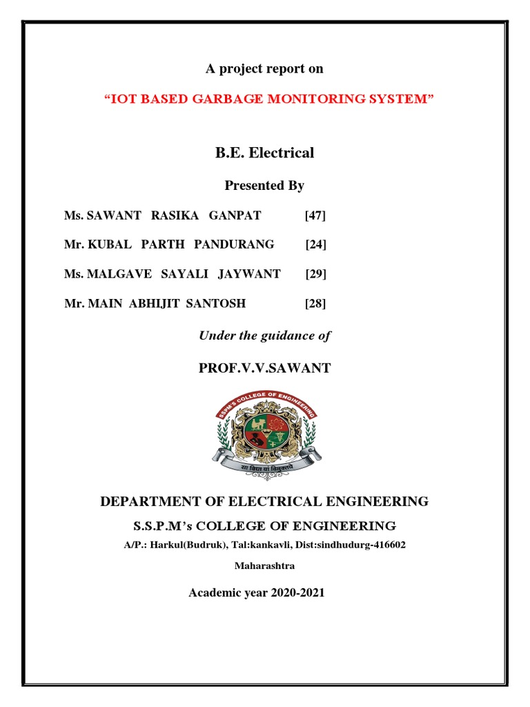 Garbage Base Monitoring System Using IOT Report | PDF | Arduino | Internet Of Things
