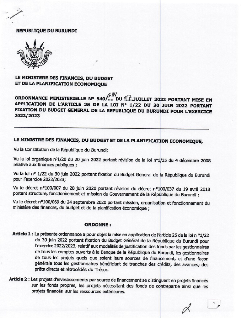 ORDONNANCE MINISTERIELLE No 540 684 DU 04-07-2022 | PDF