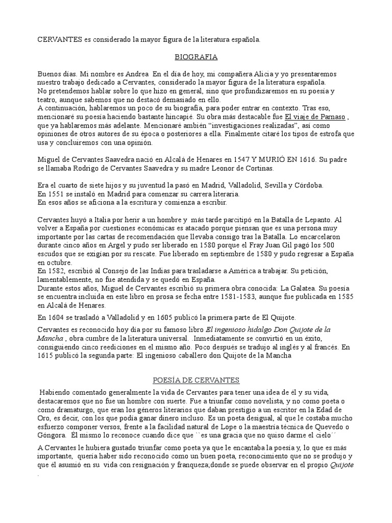 Cervantes | PDF | Miguel De Cervantes | Don Quijote