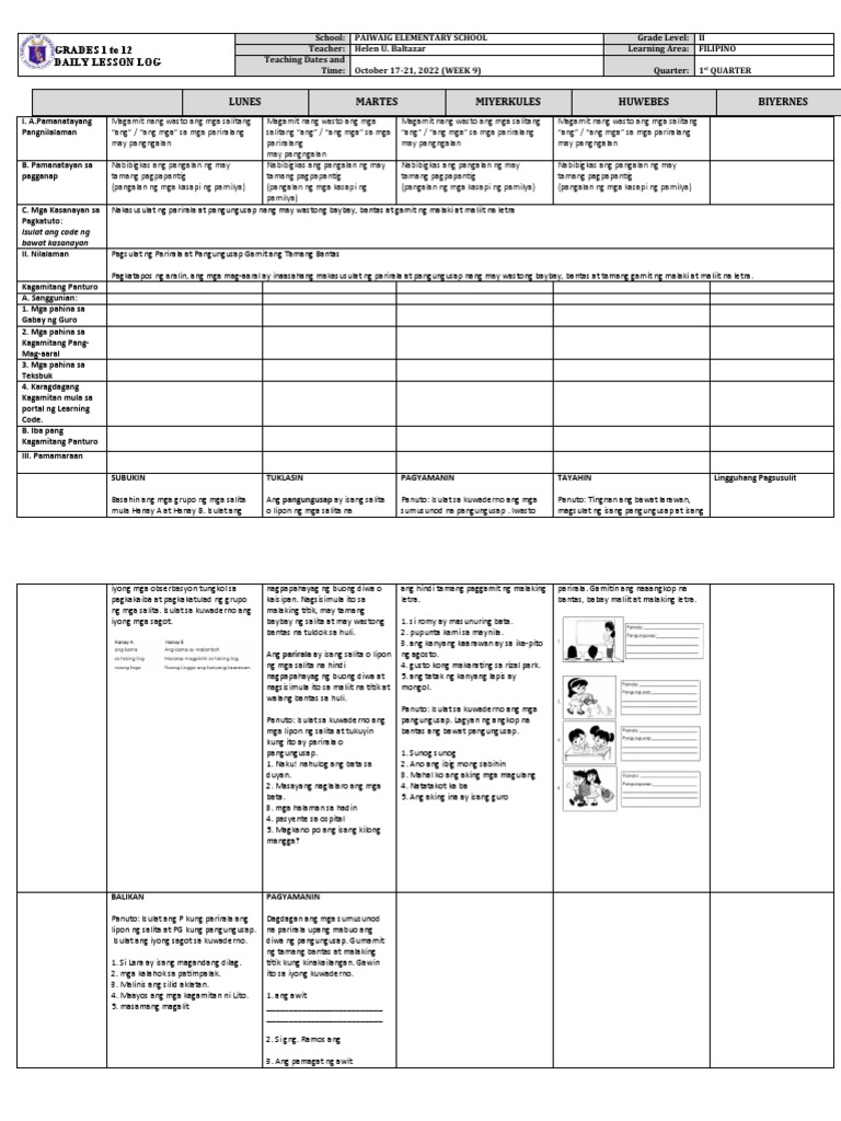DLL - Filipino 2 - Q1 - W9 | PDF