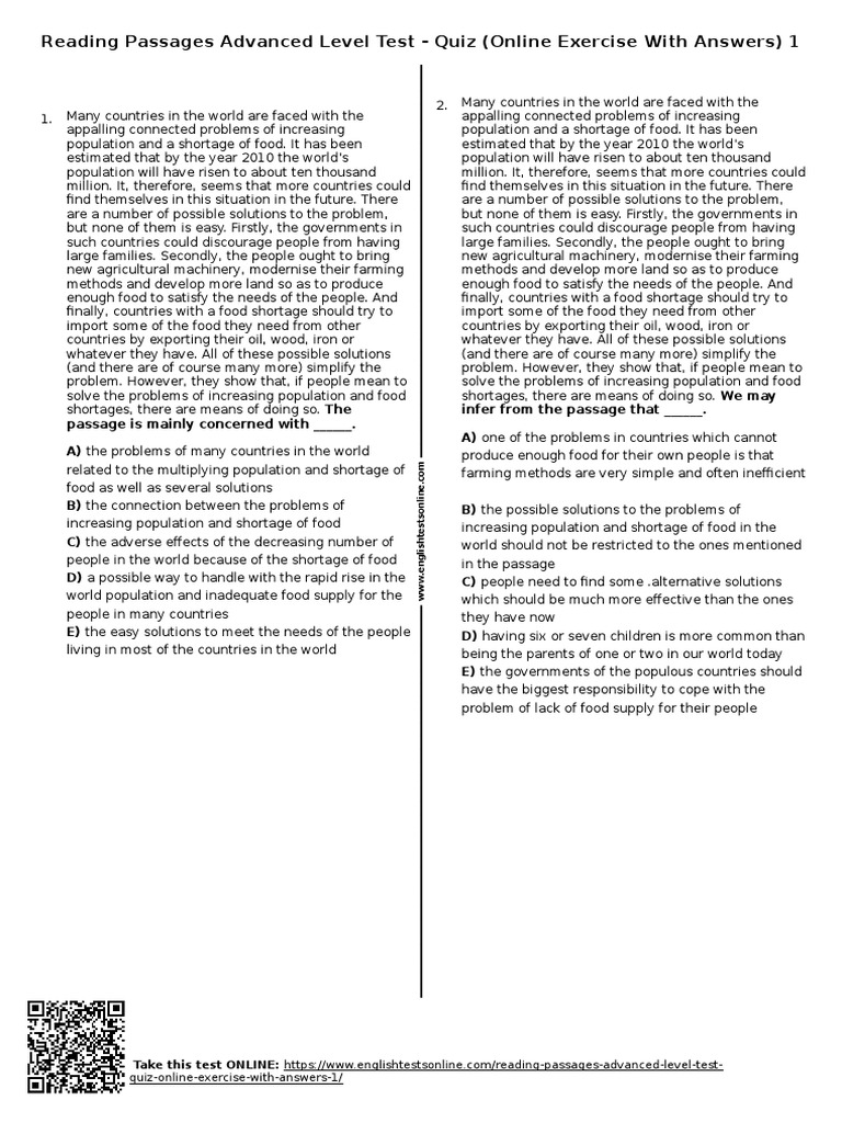 390-reading-passages-advanced-level-test-quiz-online-exercise-with