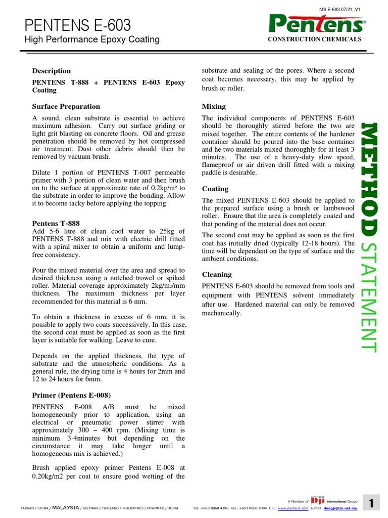 PENTENS T-888+E-603 MTH | PDF | Epoxy | Industrial Processes