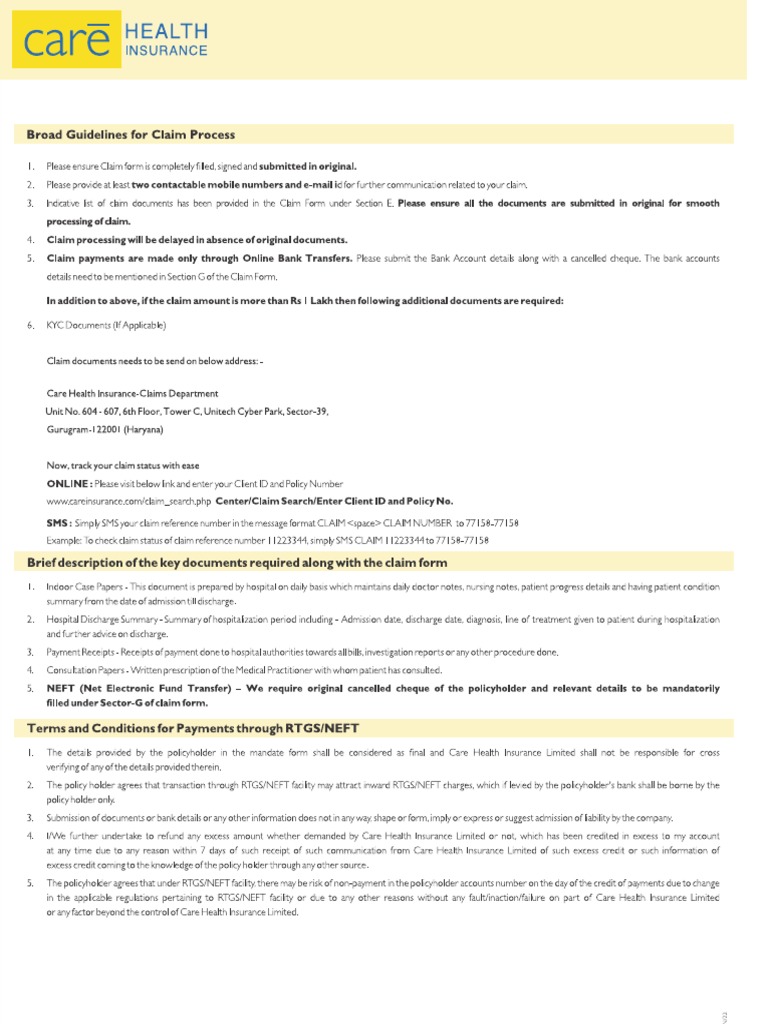 Care - Claim Form | PDF