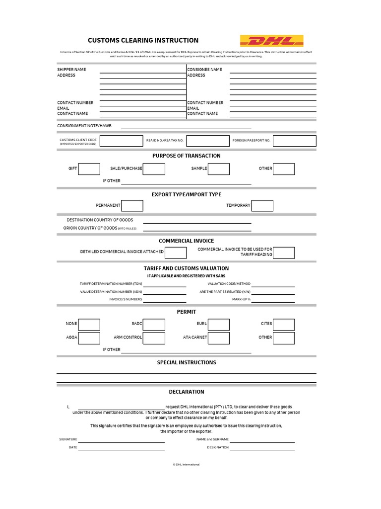 Clearing Instruction V1 | PDF | Customs | Trade