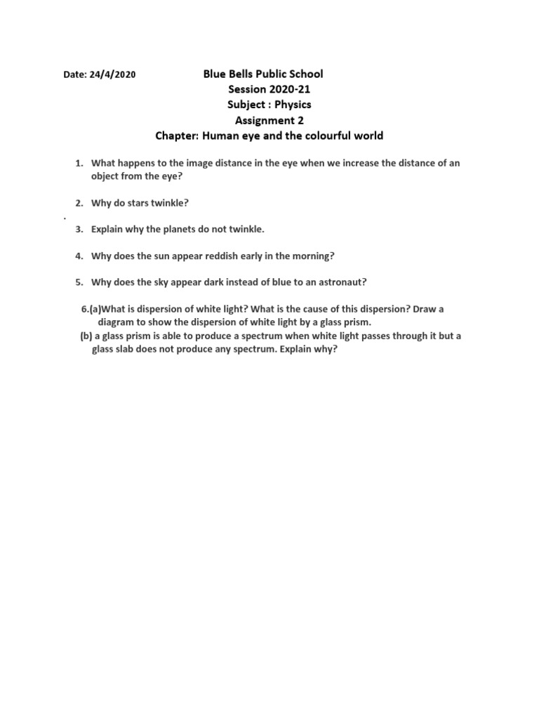 Assignment 2 Human Eye | PDF