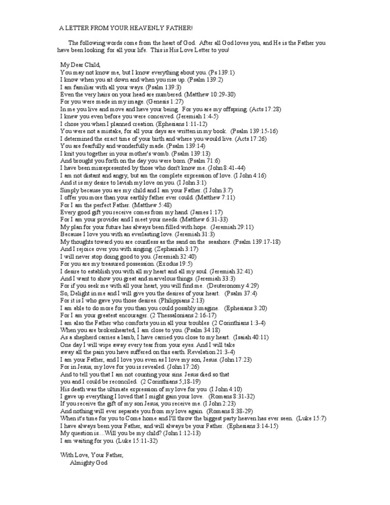A Letter From Your Heavenly Father | PDF | Gospel Of Matthew | God The ...