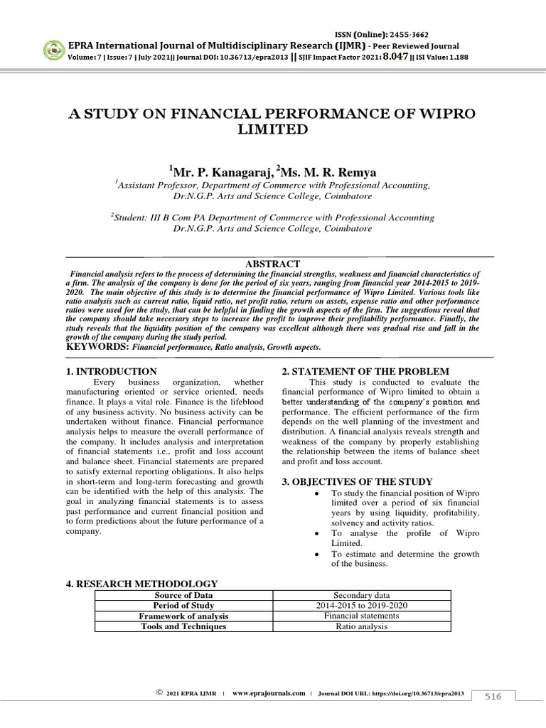 Wipro Fundamental Analysis | PDF | Income Statement | Statistics