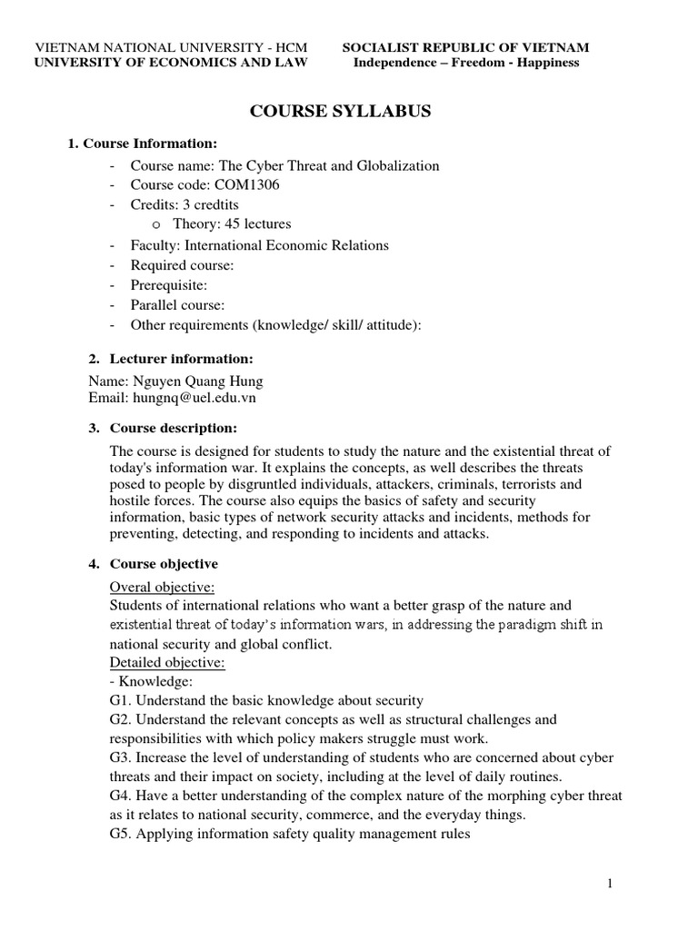 The Cyber Threat and Globalization - Syllabus | PDF | Security ...