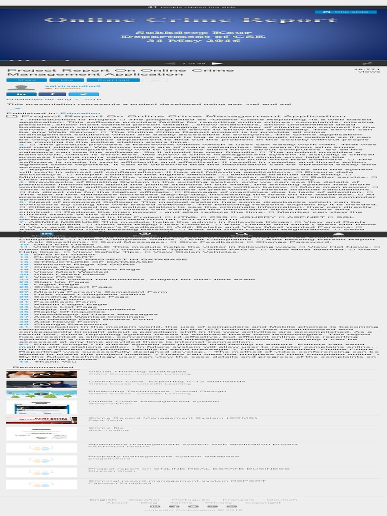 Project Report On Online Crime Management Application | PDF | World ...