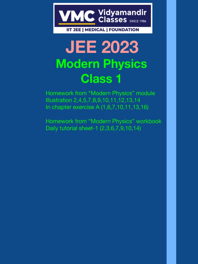 Modern Physics Live Class-1 Teacher Notes | PDF | Photoelectric Effect ...