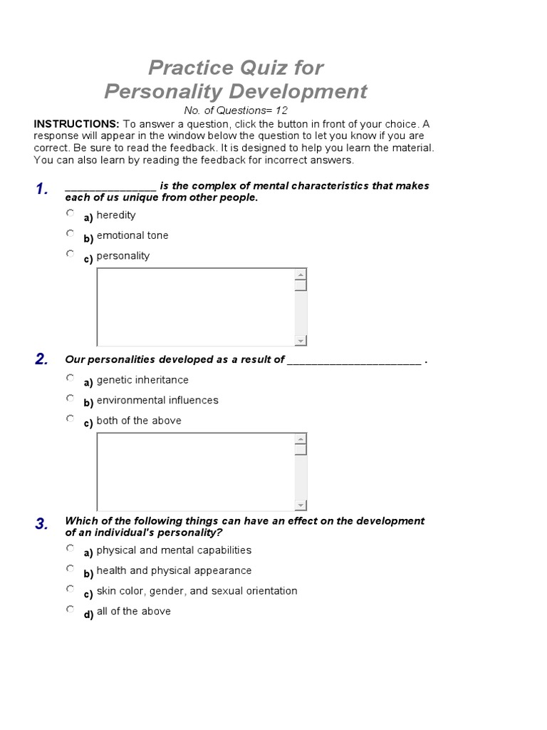Practice Quiz For Perdev | PDF | Family | Gender