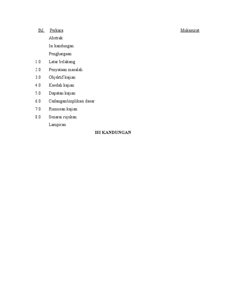 Contoh Isi Kandungan | PDF