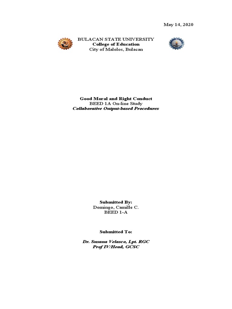 Camille C.domingo Beed 1a GMRC | PDF | Etiquette | Philippines