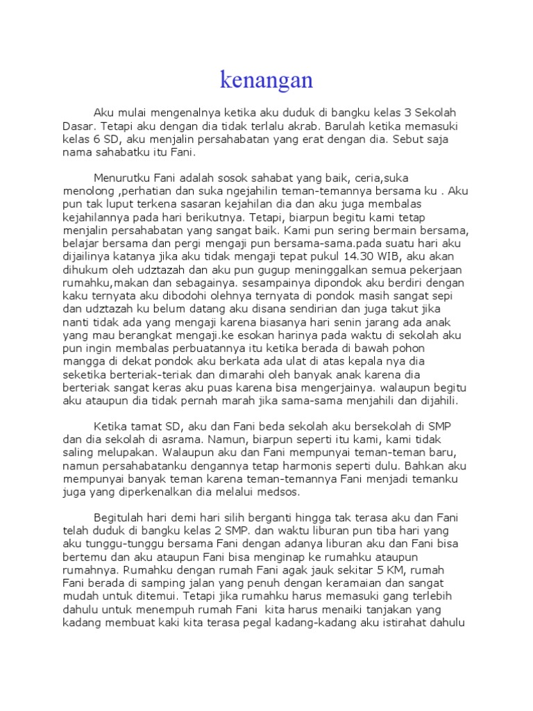 Cerpen Kenangan | PDF Cerpen Kenangan | PDF