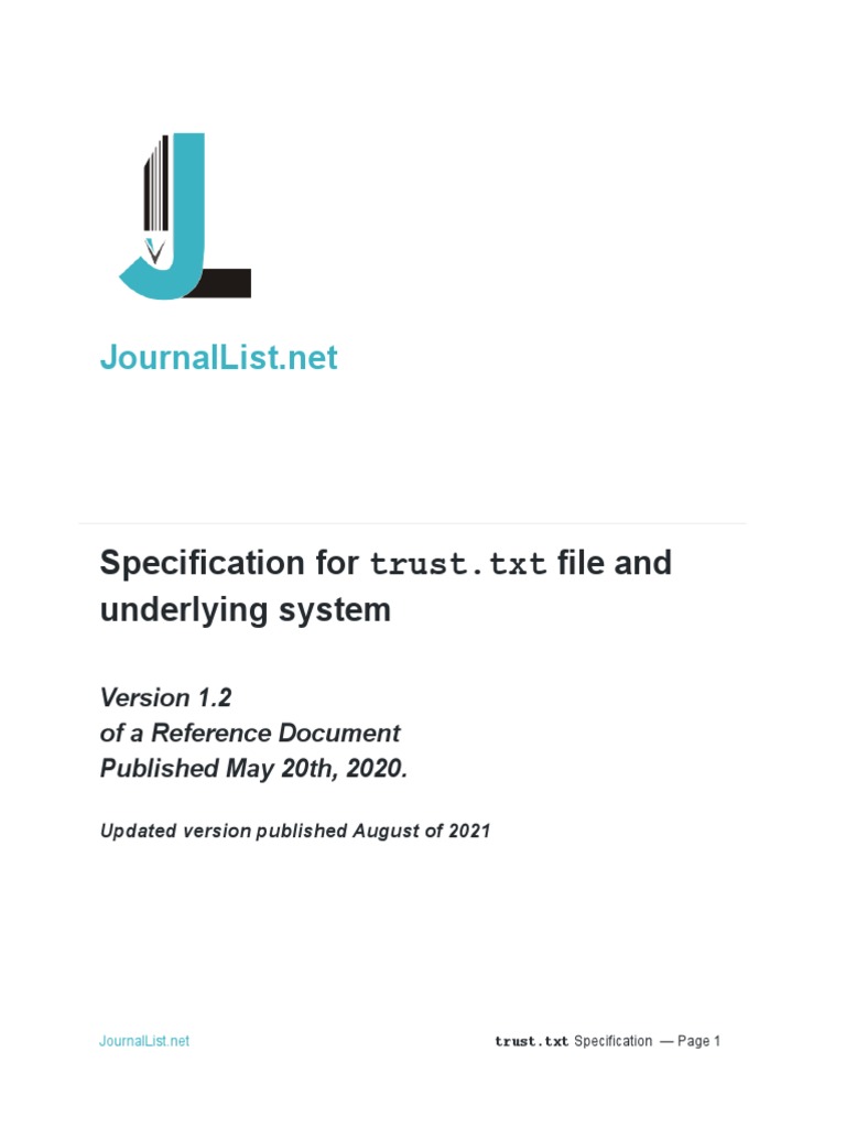 Trust Txt-Specification-V 1 2 | PDF | Web Server | Internet & Web