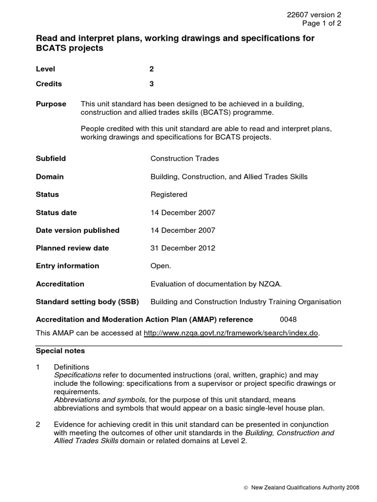 Read and Interpret Plans, Working Drawings and Specifications For BCATS ...