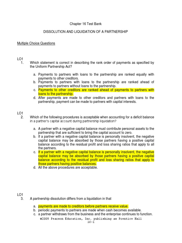 Chapter 16 Dissolution And Liquidation Of Partnership Pdf Balance