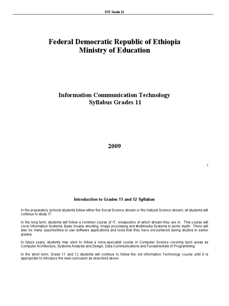 ICT - Syllabus - Grade 11 | PDF | Educational Technology | World Wide Web