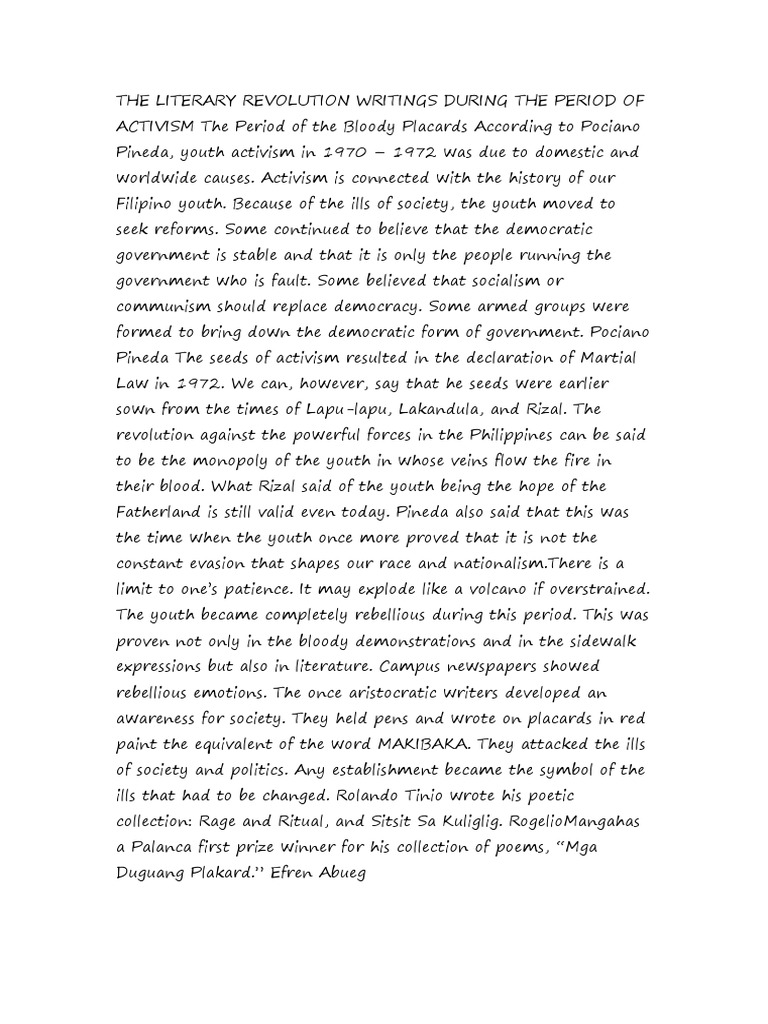 The Literary Revolution Writings During The Period | PDF | Philippines