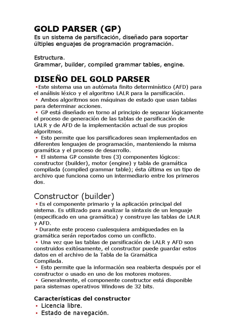 Gold Parser | PDF | Analizando | Lenguaje de programación