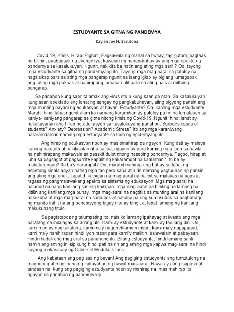 Estudyante Sa Gitna NG Pandemya | PDF