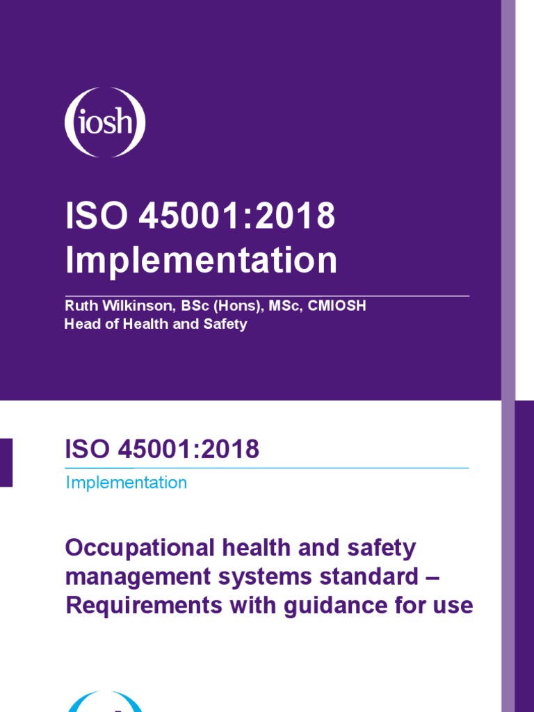 Iso 45001 Presentation Ruth | PDF | Occupational Safety And Health | Risk