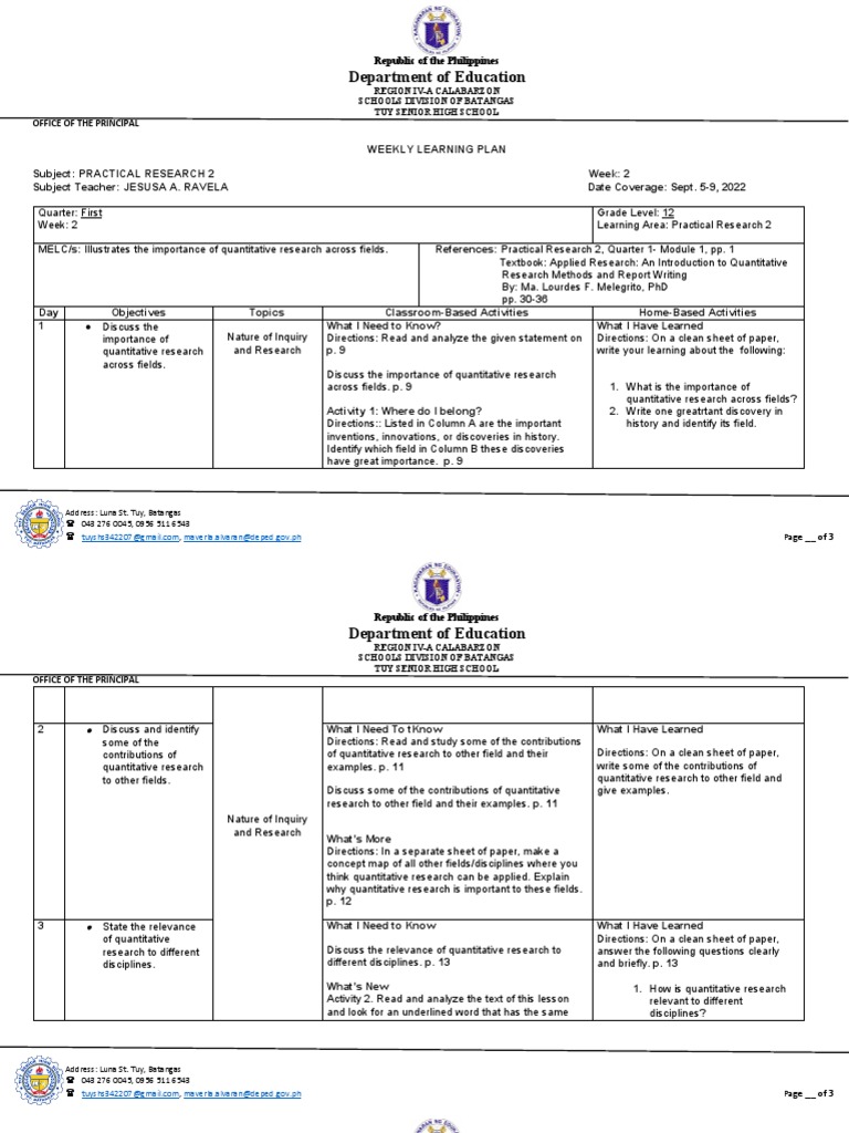 WLP - PR2 - Week 2 | PDF | Cognition | Communication