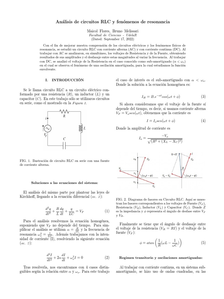 Circuito RLC Informe | PDF | Oscilación | Resonancia