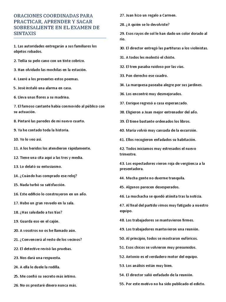 Oraciones Simples 2 | PDF