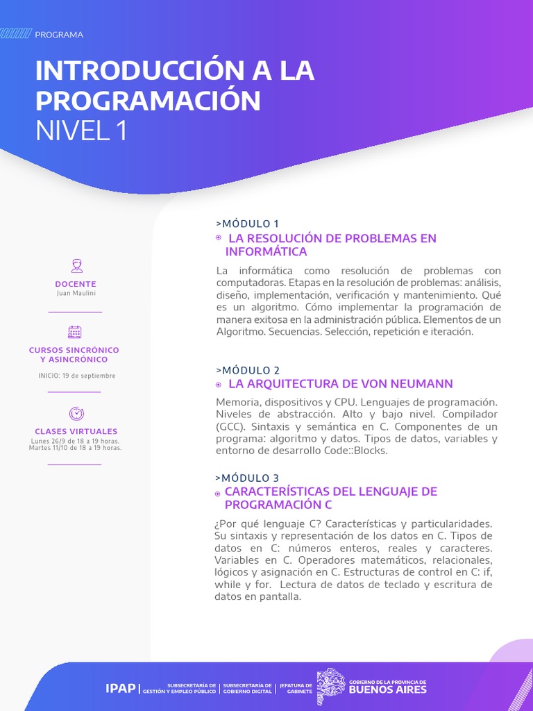 Programa - Introducción A La Programación | PDF | Lenguaje de programación | Programación de ...