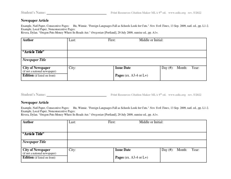 Print Newspaper Article Worksheet PDF | PDF