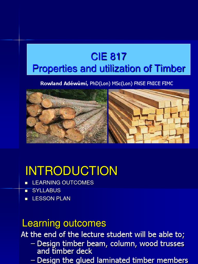 Timber Lesson 1 | PDF | Wood | Lumber