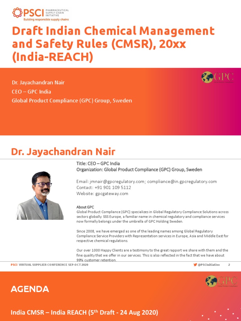 Supplier Conference 2020 (India) Session 1 - India Chemical Management ...