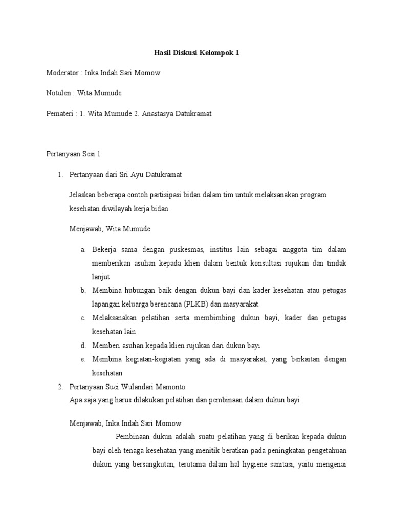 Hasil Diskusi Kelompok 1 | PDF