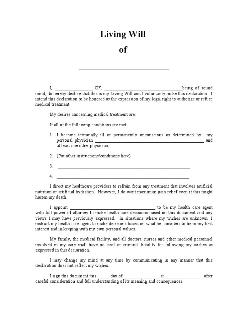 Sample Living Will | PDF