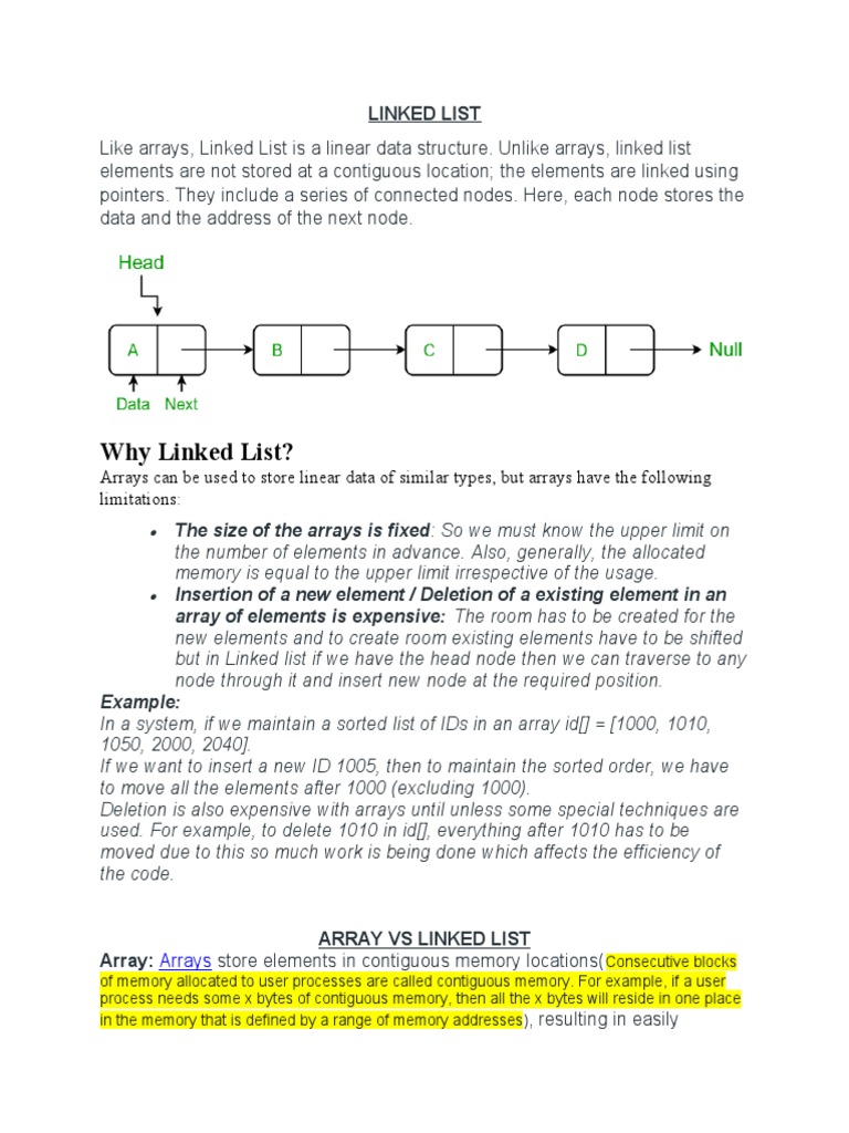 Linked List | PDF | Array Data Structure | Information Technology ... Linked List | PDF | Array Data Structure | Information Technology ...