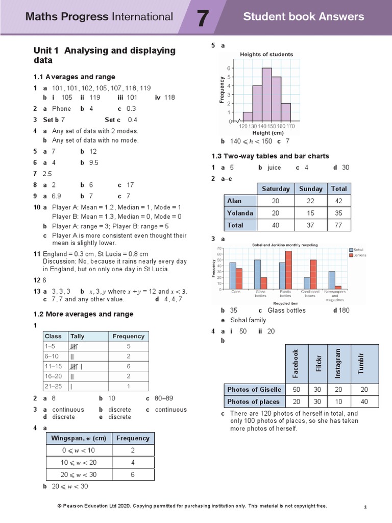 Mathsprogint Y7ans | Download Free PDF | Mean | Spreadsheet