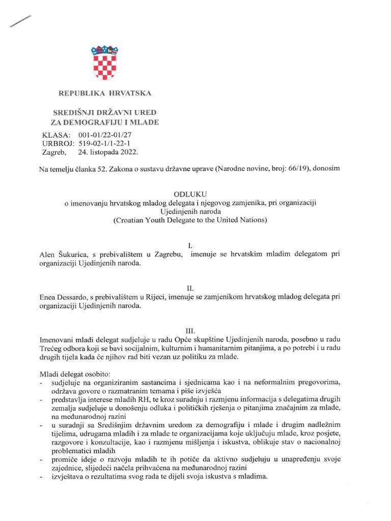 Odluka o Imenovanju - Alen Šukurica | PDF