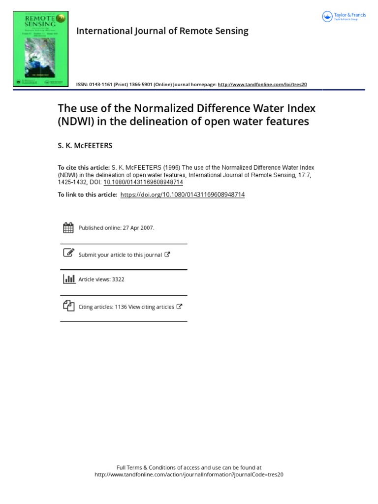 The Use of The Normalized Difference Water Index (NDWI) in The ...