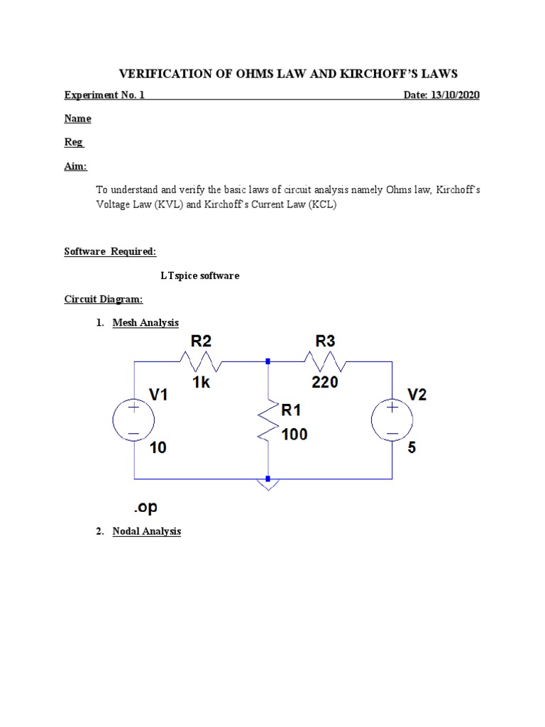 VERIFICATION OF OHMS LAW and KIRCHOF1 | PDF | Electrical Circuits ...
