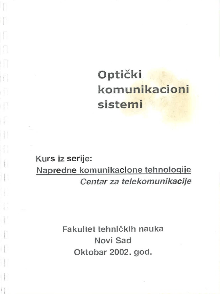 Opticki Komunikacioni Sistemi | PDF