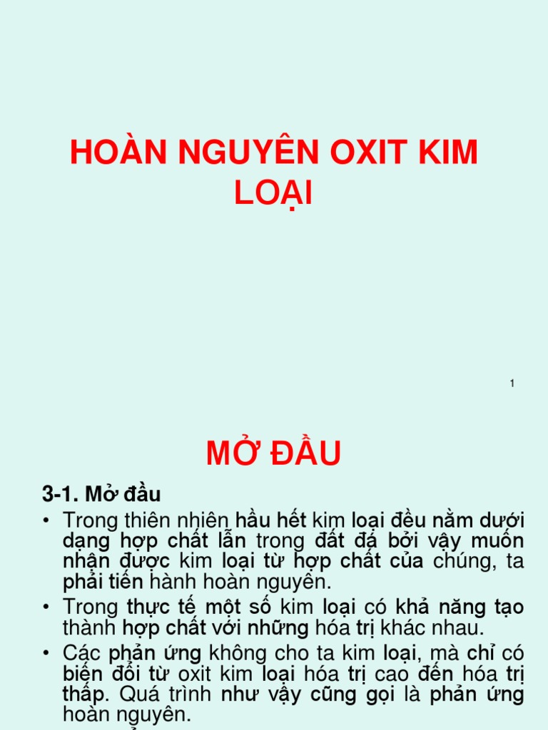 Chuong III - Hoan Nguyen Oxit Kim Loai Chinh Sua | PDF