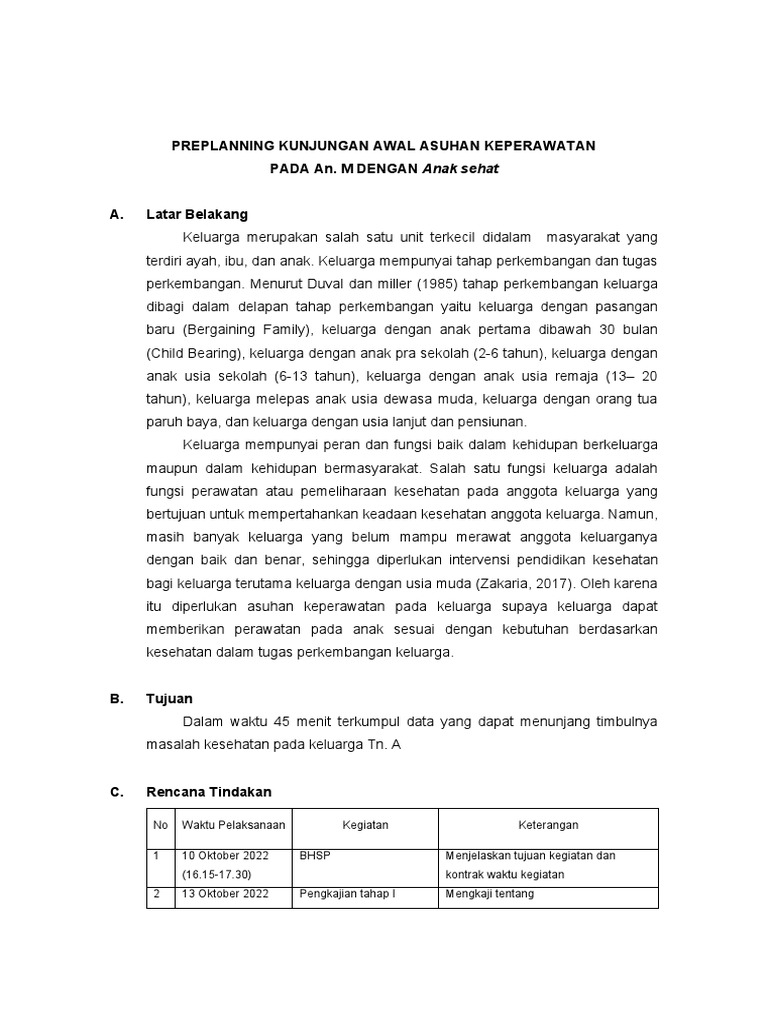 1 Preplanning Kunjungan Awal | PDF