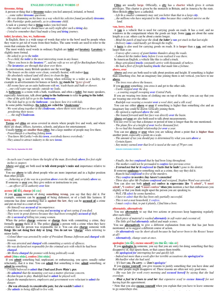 English Confusable Words 15 | PDF | Toilet | Crimes
