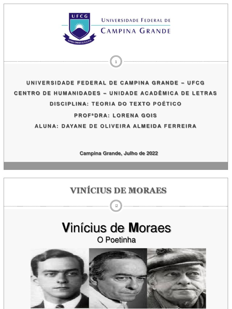 Lorena Slide Vinicius de Moraes Dayane | PDF