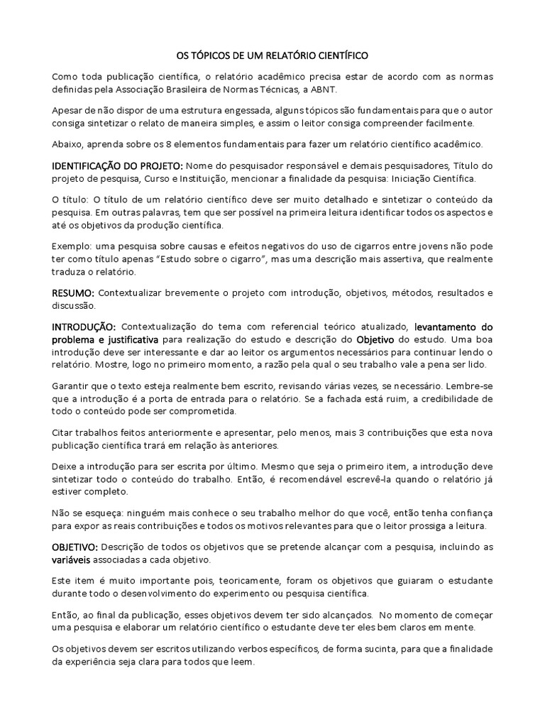 Modelo de Relatório Científico | PDF | Science