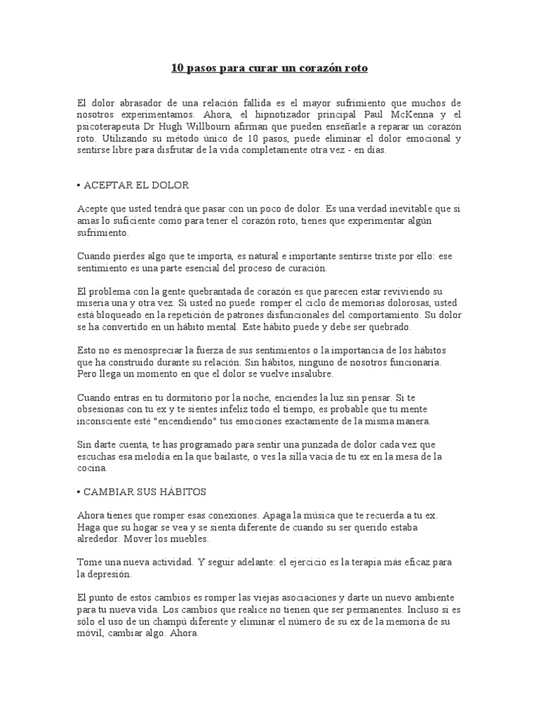 10 Pasos para Curar Un Corazón Roto | PDF | Amor | Las emociones