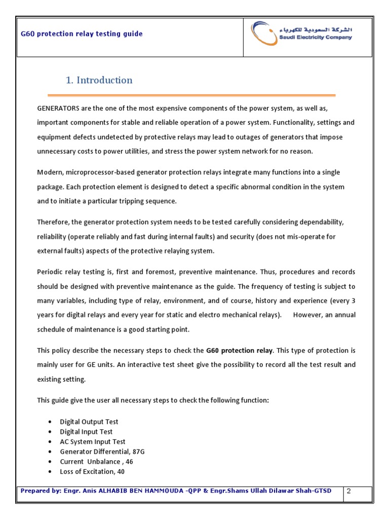 G60 Training | PDF | Relay | Electric Generator