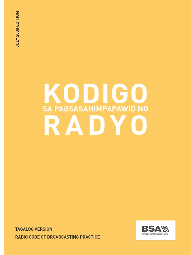Radio Code of Broadcasting Practice Tagalog | PDF