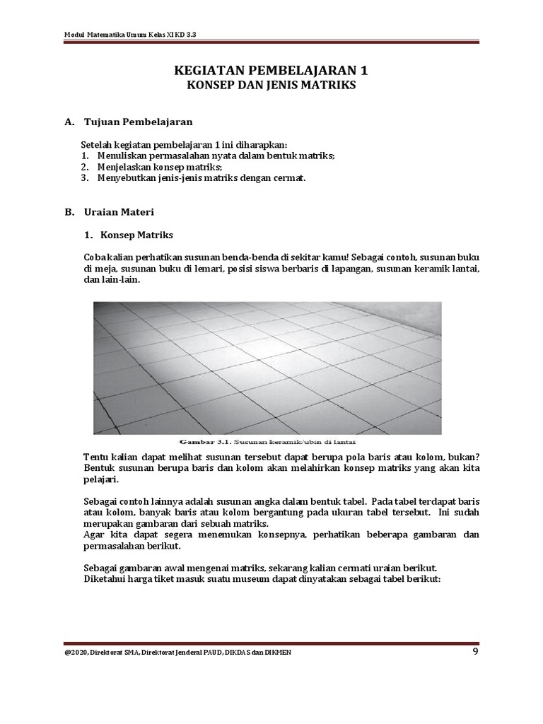 Modul Matriks 1 | PDF